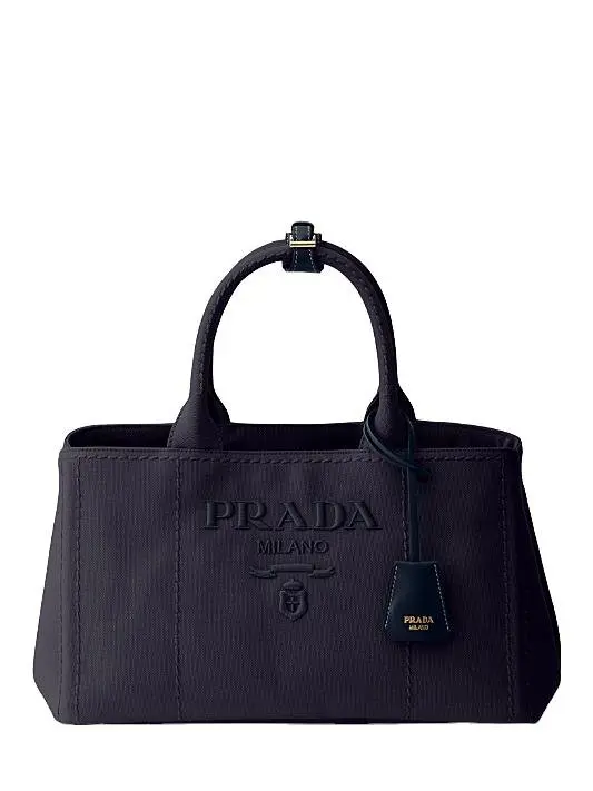 Prada Jardiniere Large Cotton Canvas Handbag - Blue