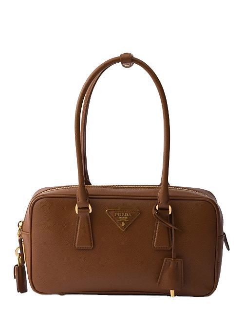 Prada Small Saffiano Leather Top Handle Bag - Cognac