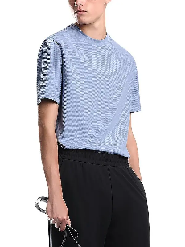 Emporio Armani Cotton Jacquard Jersey Tee - Light Blue