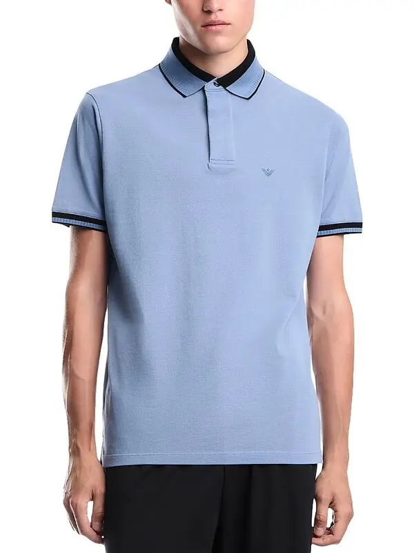 Emporio Armani Cotton Pique Polo Shirt - Light Blue