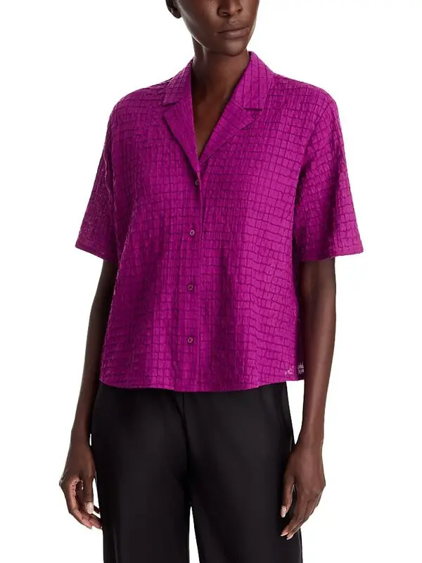 Eileen Fisher Cotton Stretch Short Sleeve Shirt - Brblm