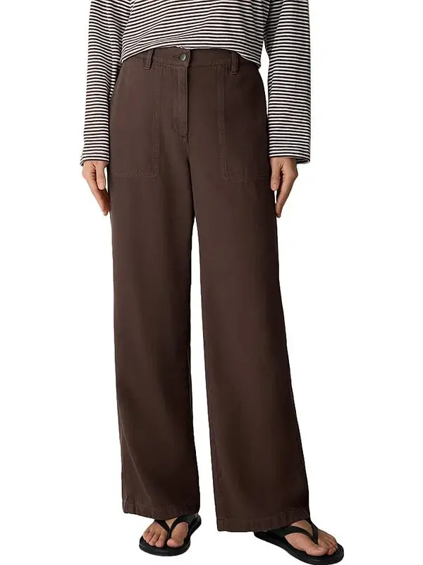 Eileen Fisher High Rise Wide Leg Cotton Pants - Trufl