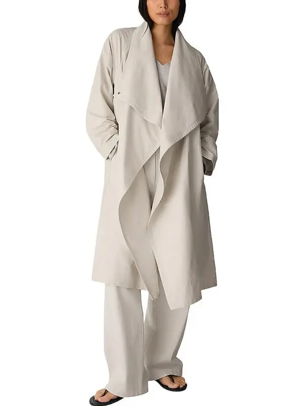 Eileen Fisher Draped High Collar Mid Length Coat - Black