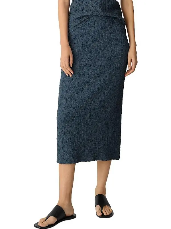 Eileen Fisher Textured Straight Midi Skirt - Cold Spring