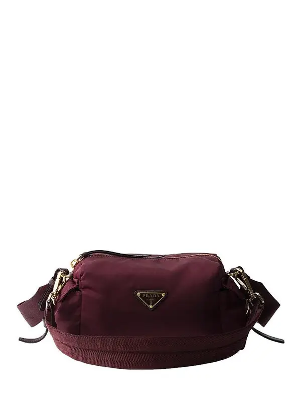 Prada Re-nylon And Leather Shoulder Bag - Burgundy