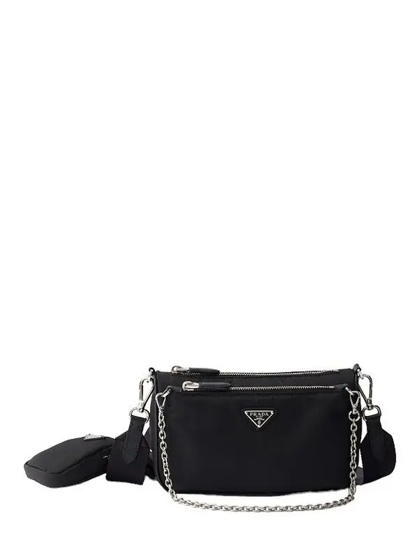 Prada Re-nylon And Saffiano Leather Mini Shoulder Bag - Black