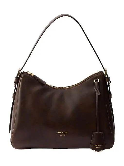 Prada Aimee Medium Leather Shoulder Bag - Brown