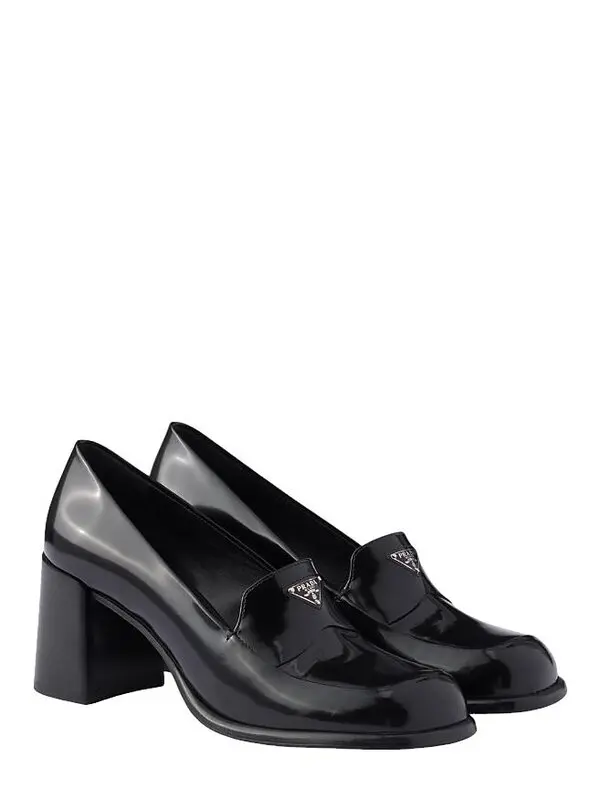 Prada Brushed Leather Loafers - Black