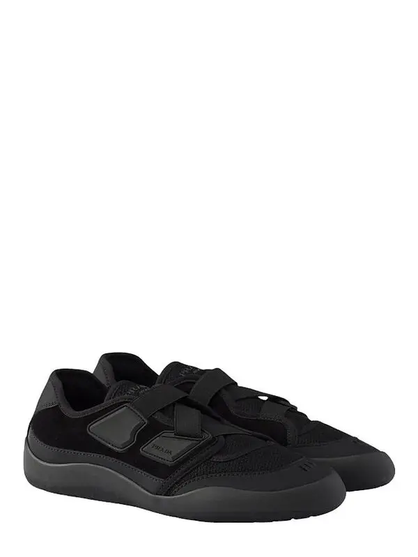 Prada Speedrock Technical Mesh And Leather Sneakers - Black