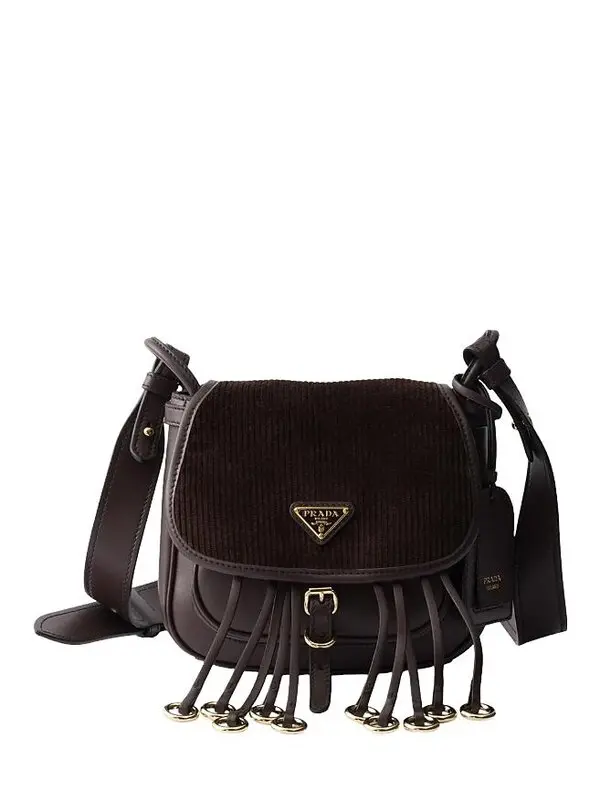 Prada Corsaire Corduroy And Leather Mini Shoulder Bag - Brown