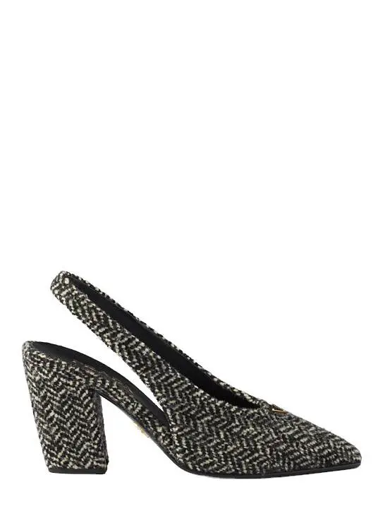 Prada Chevron Slingback Pumps - White