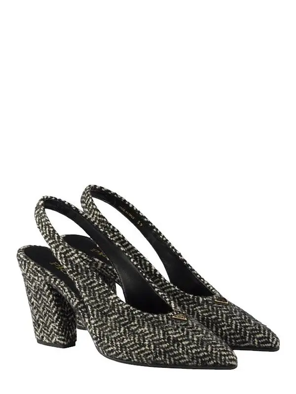 Prada Chevron Slingback Pumps - White