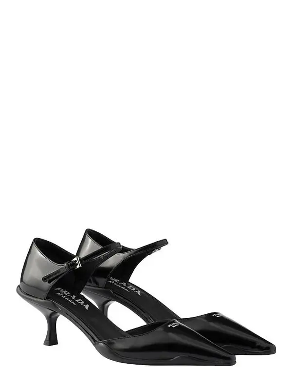 Prada Brushed Leather D'orsay Pumps - Black