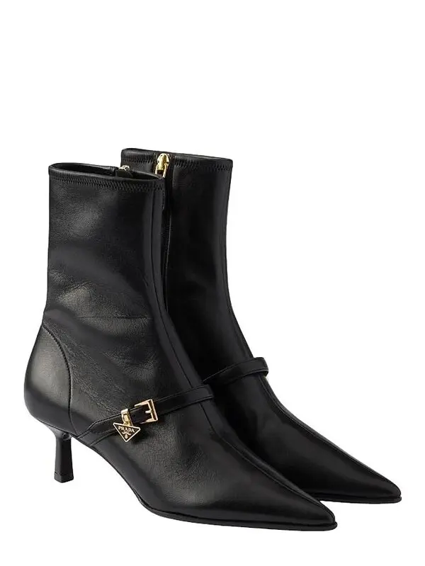 Prada Nappa Leather Stretch Booties - Black