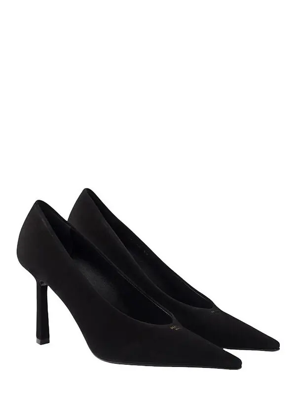 Prada Suede Pointy Toe High Heel Pumps - Black