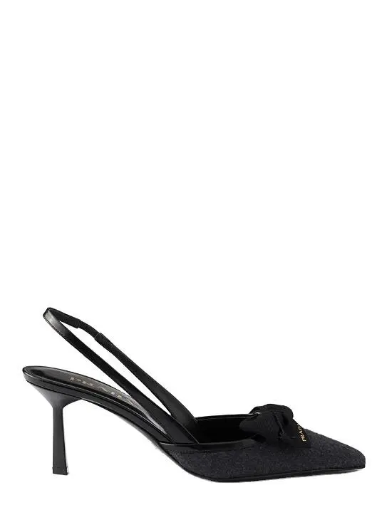 Prada Fabric Slingback Pumps With Bow Detailing - Grey