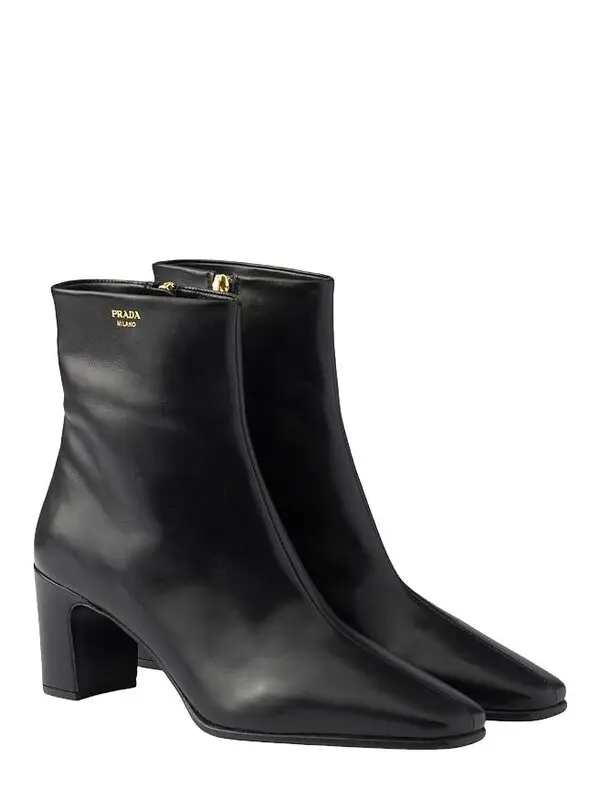 Prada Leather Booties - Black