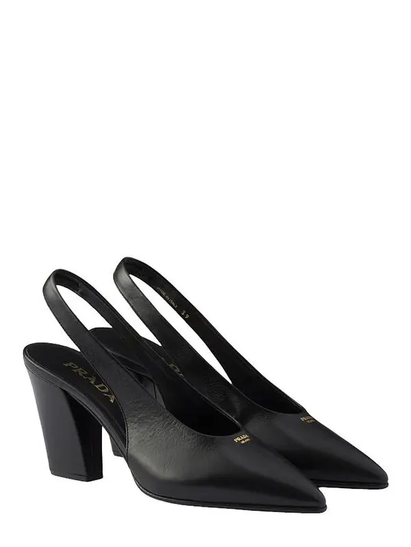 Prada Leather Slingback Pumps - Black