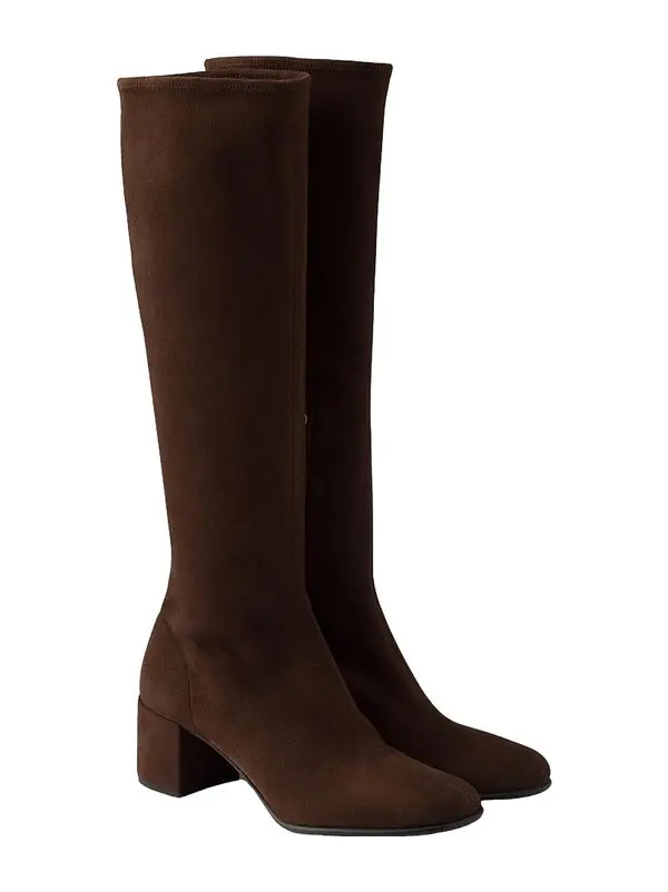 Prada Stretch Suede Boots - Brown
