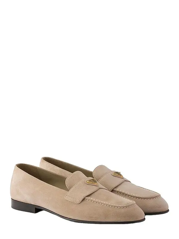 Prada Suede Loafers With Enameled Triangle Logo - Cord