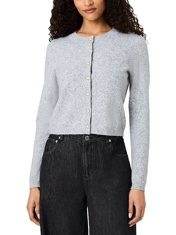 French Connection Dakota Pointelle Knit Cardigan - Medium Heather