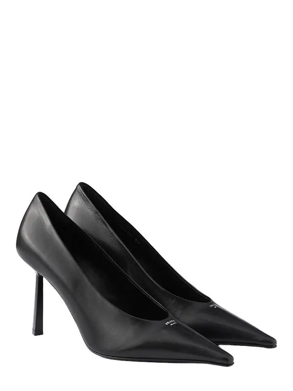 Prada Pointed-toe Leather Pumps - Black