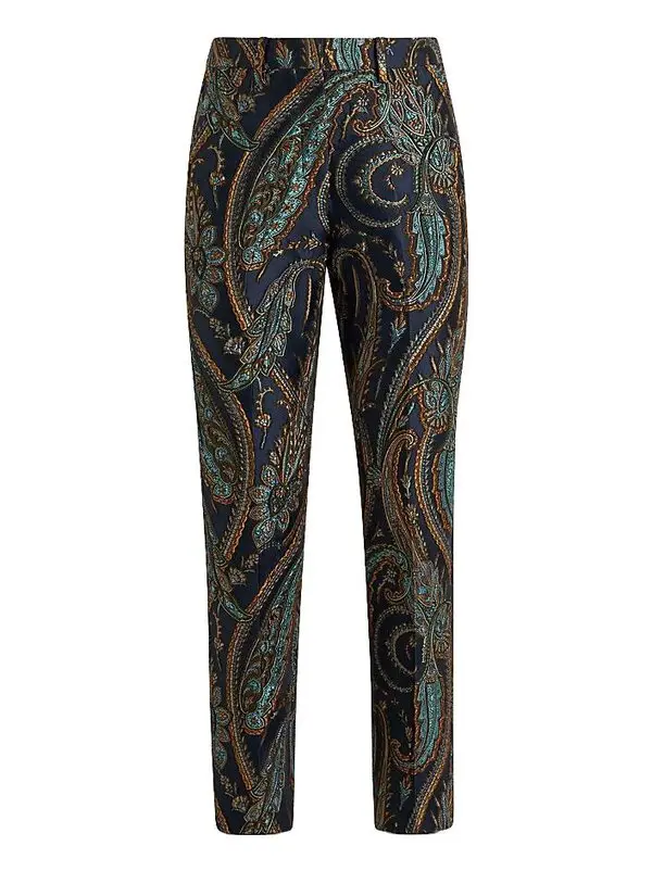 Etro Bristol Brocade Paisley Trousers - Blue Multi