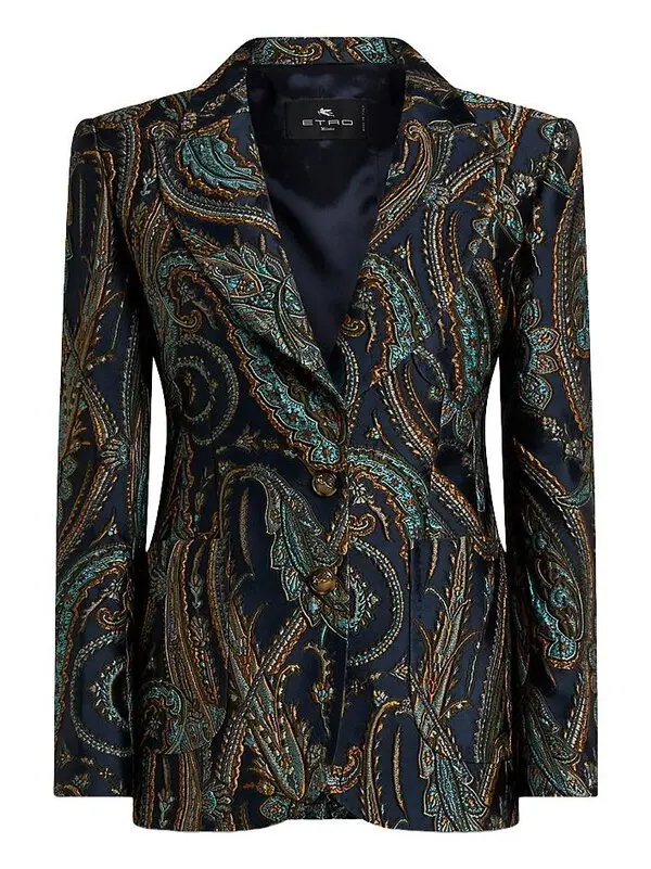 Etro Fitted Brocade Blazer - Blue Multi