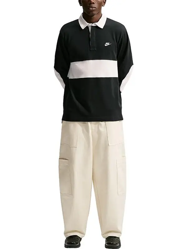 Nike Club Phantom Block Strip Cotton Rugby Shirt - Black/phantom/phantom