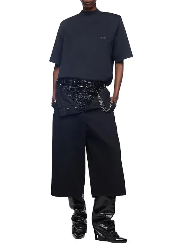 Attico Layered Waist Cropped Pants - Black