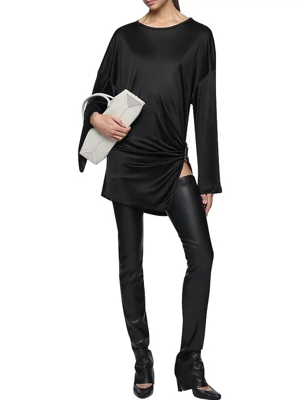 Attico Draped Viscose Mini Dress - Black