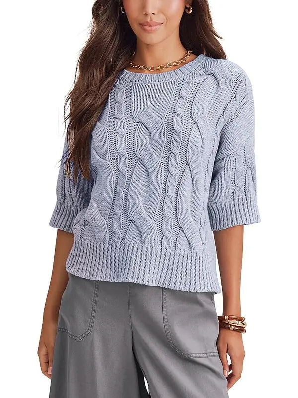 Splendid Rhiannon Cable Knit Sweater - Blue Mist