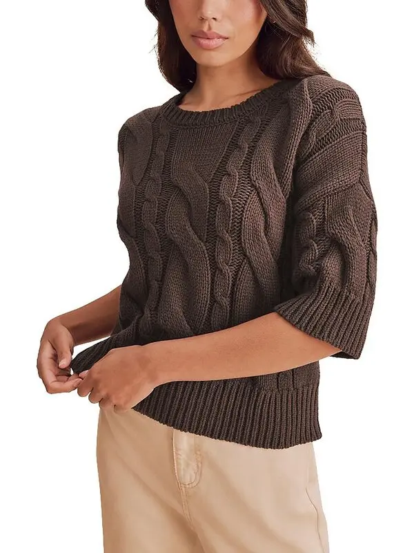 Splendid Rhiannon Cable Knit Sweater - Java