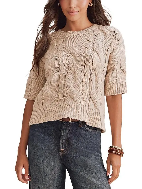 Splendid Rhiannon Cable Knit Sweater - Wheat