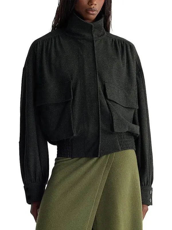 Diane Von Furstenberg Shay Stand Collar Jacket - Lichen