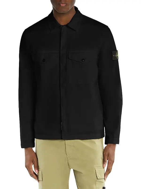 Stone Island Dual Pocket Zipper Overshirt - Black