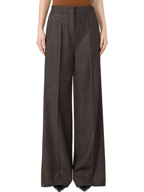 Max Mara Mxmcampo Wool Wide Leg Pants - Black