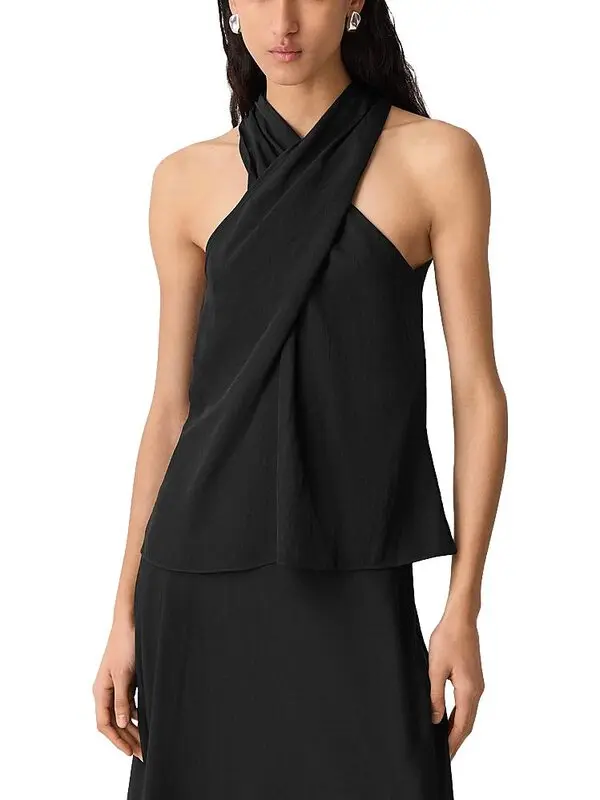 Theory Crossover Neck Sleeveless Top - Black
