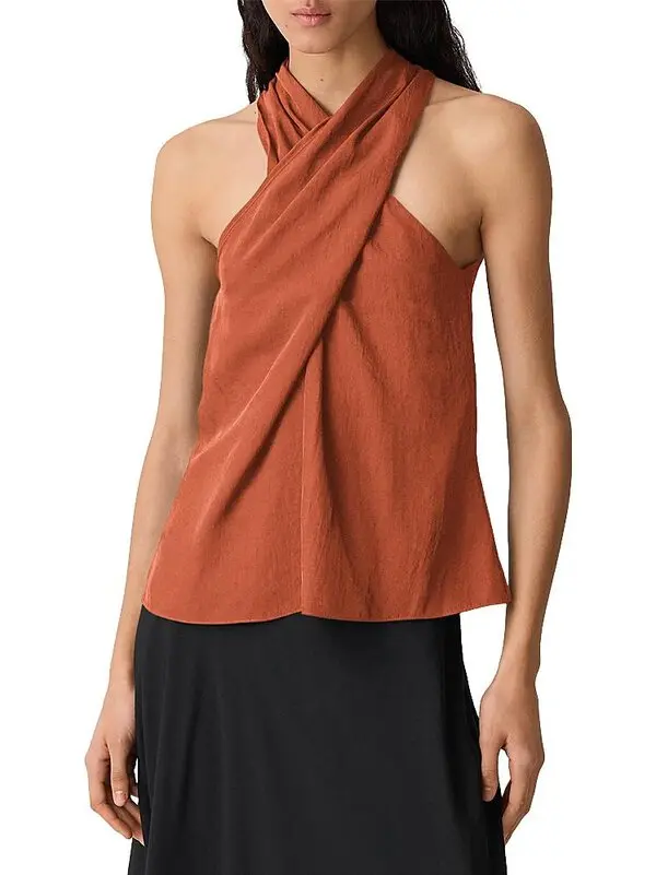 Theory Crossover Neck Sleeveless Top - Umber