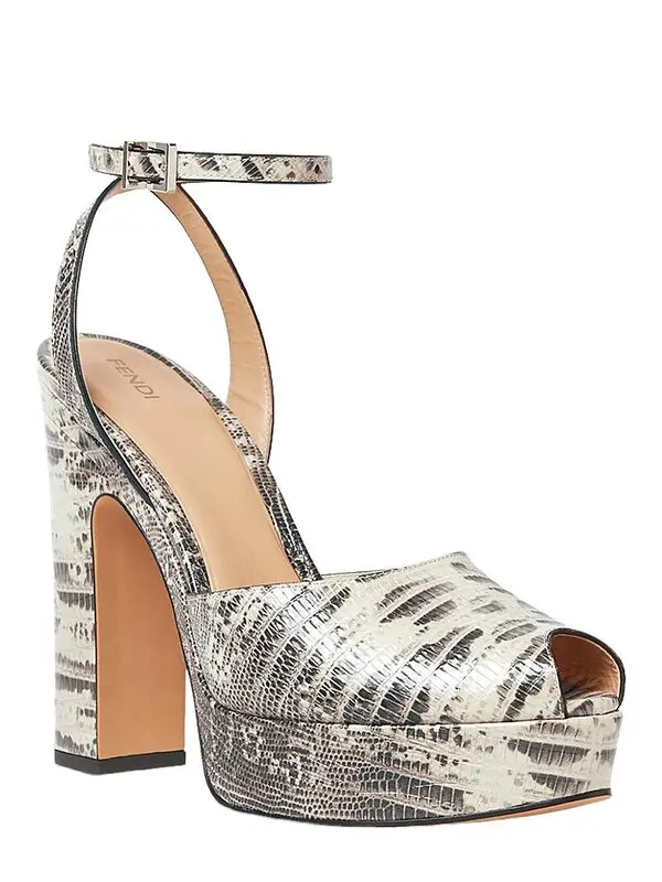 Fendi Peep Toe Platform Sandals - Pergamena