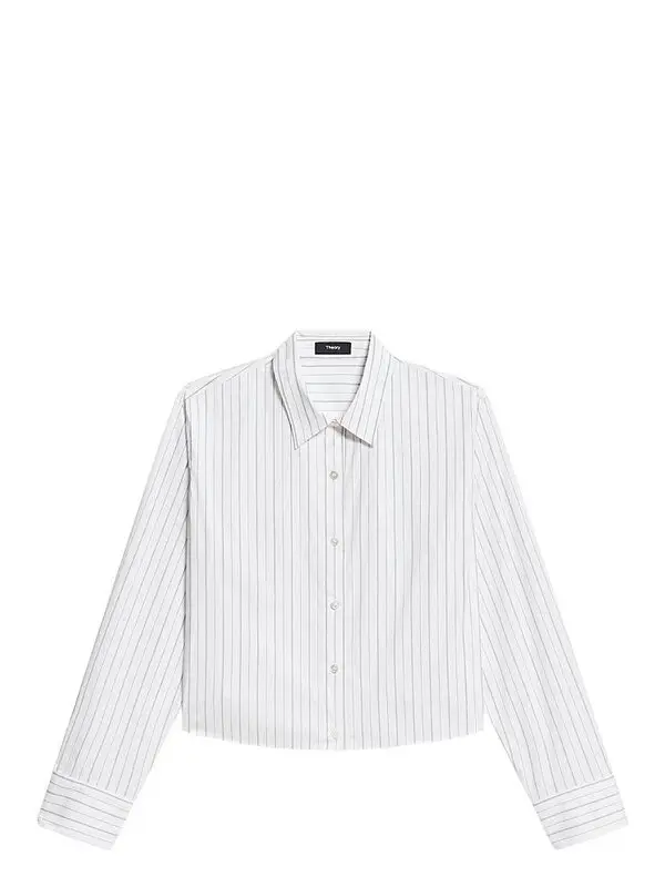Theory Striped Button Front Shirt - Black Multi