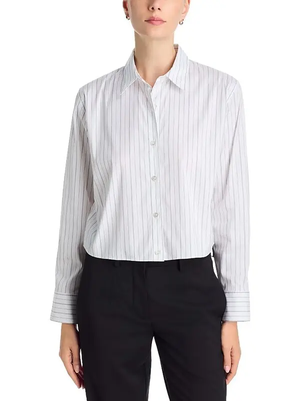 Theory Striped Button Front Shirt - Black Multi