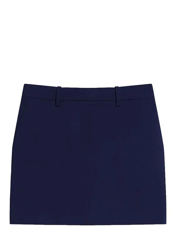 Theory Wool Blend Mini Skirt - Deep Navy