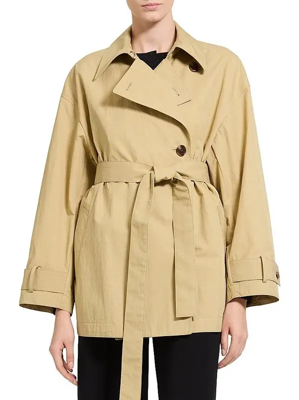 Theory Relaxed Double Breasted Trench Coat - Hazel