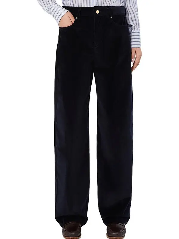 Max Mara Mstfragola" Wide-leg Corduroy Trousers - Navy
