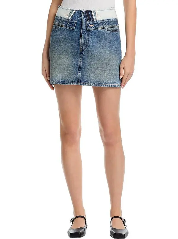 MAISON MARGIELA Denim Foldover Mini Skirt - Blue