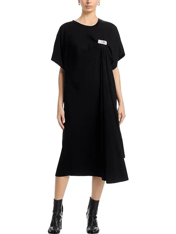 MAISON MARGIELA Round Neck Midi Dress - Black