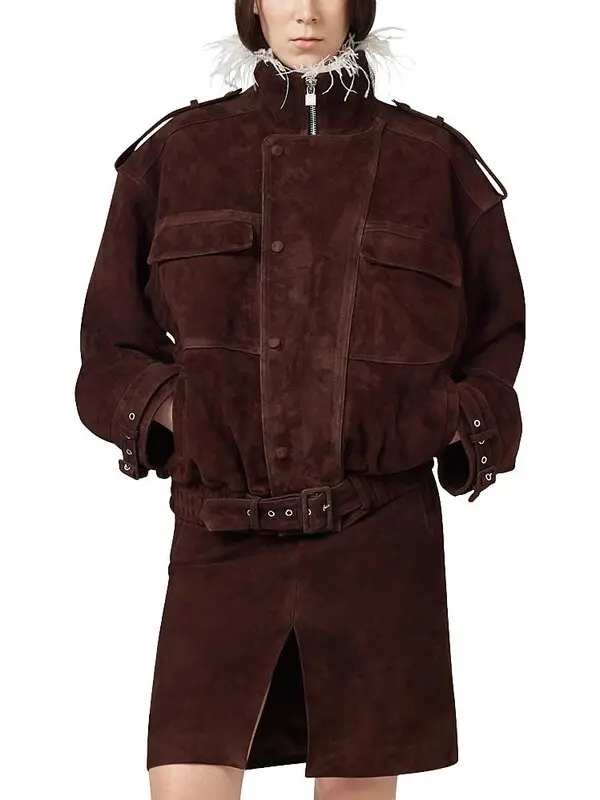 Giuseppe Di Morabito Suede Bomber Jacket - Brown