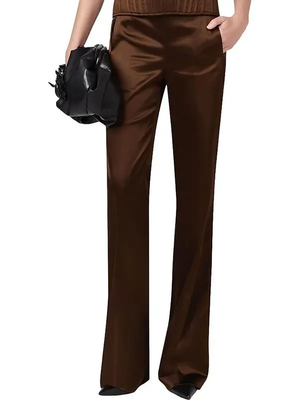 Giuseppe Di Morabito Straight Leg Satin Pants - Brown