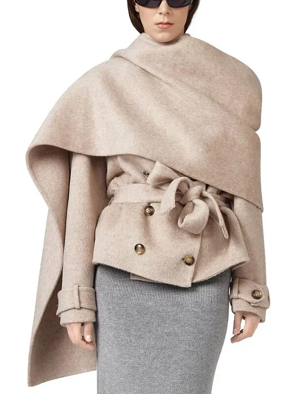 Giuseppe Di Morabito Wool Blend Short Trench Coat - Beige